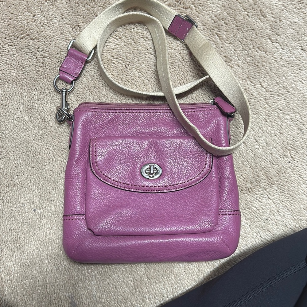 Coach Purple Soft Pebble Crossbody - Gem